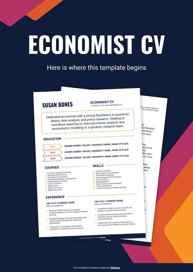 Economist CV Google Slides theme and PowerPoint template