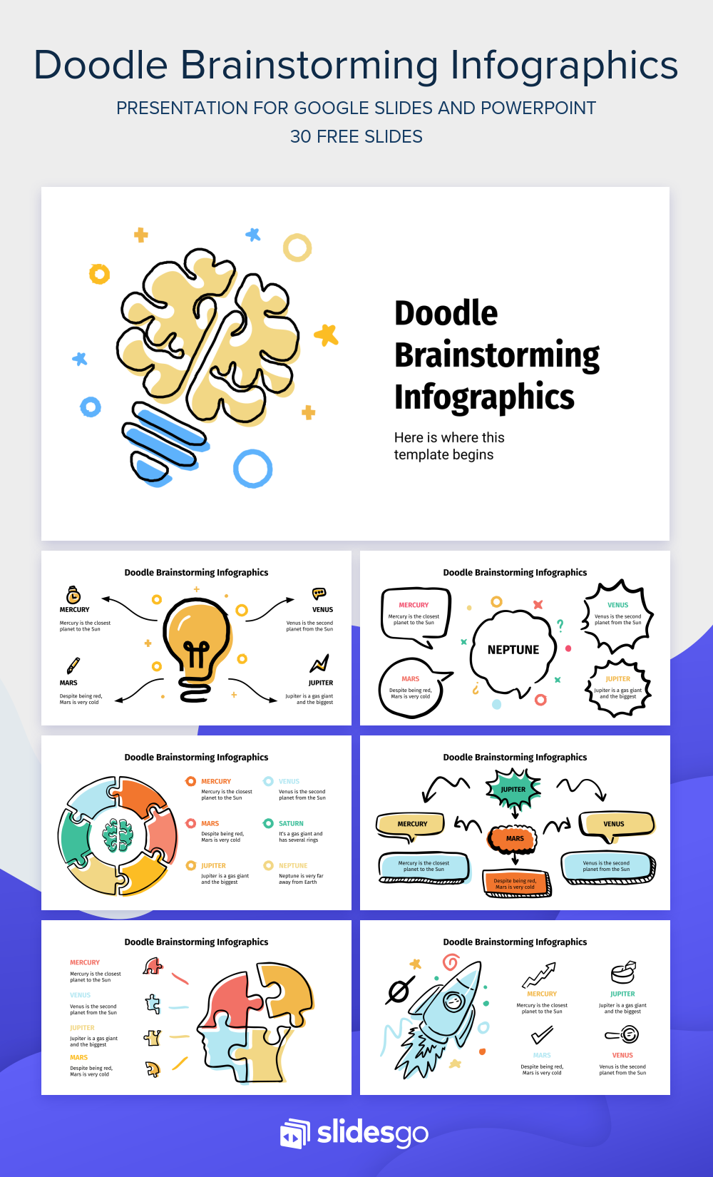 Doodle Brainstorming Infographics for Google Slides & PPT