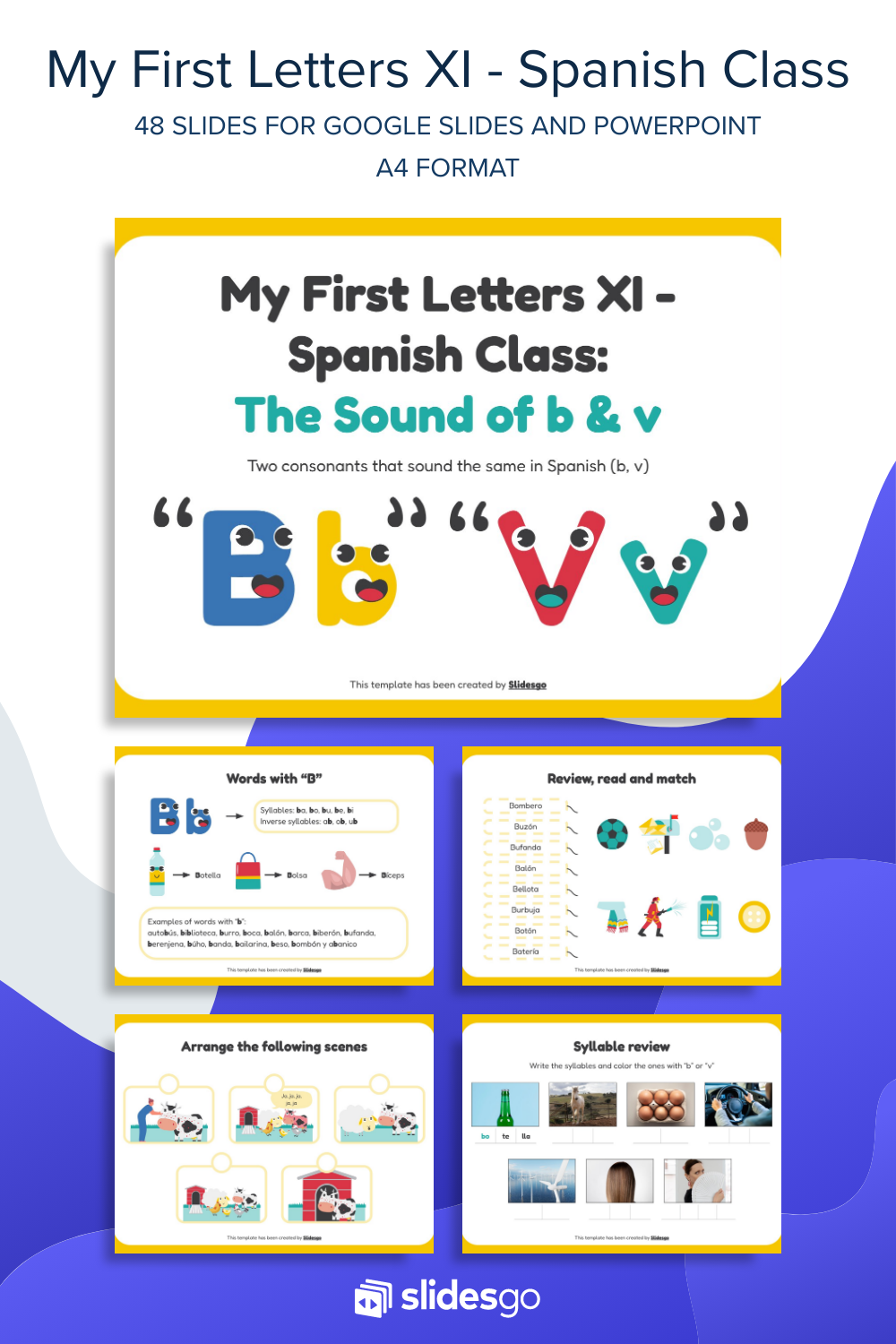 My First Letters - B, V - Spanish Class | Google Slides & PPT