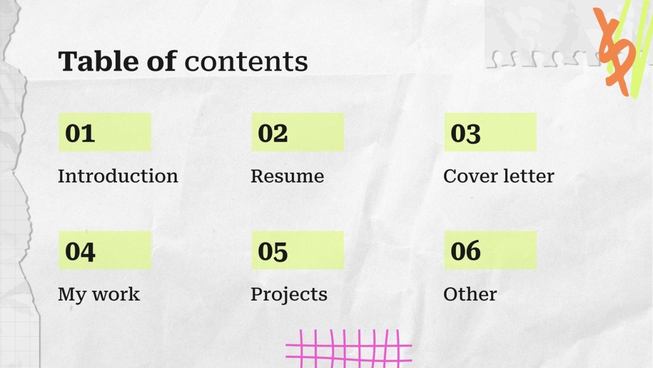 Grunge Paper Collage and Scribbles Portfolio | Google Slides