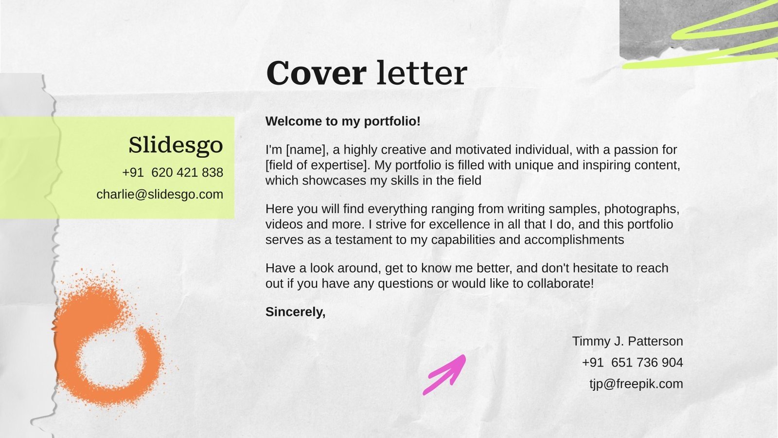 Grunge Paper Collage and Scribbles Portfolio | Google Slides