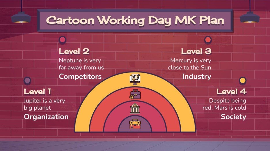 Cartoon Working Day MK Plan Infographics | Google Slides