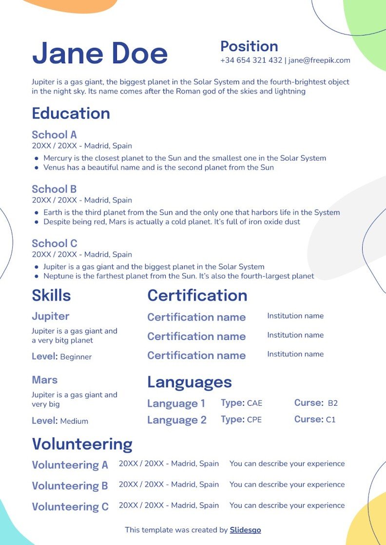 Recent Graduate CV | Google Slides & PPT