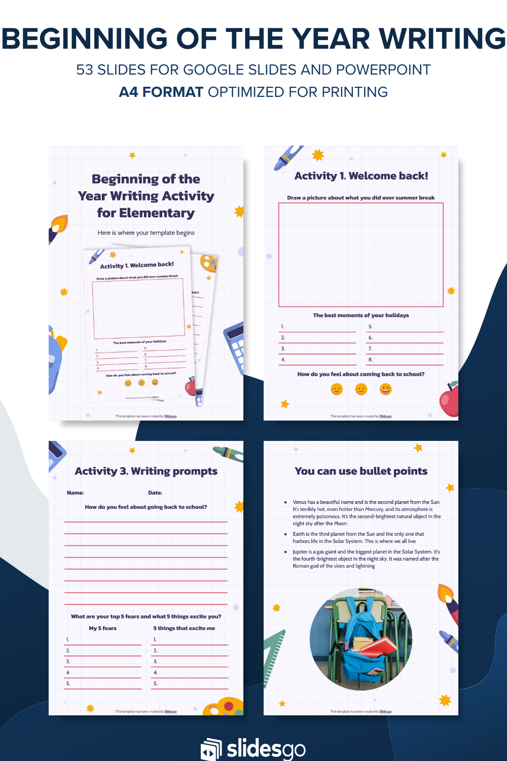 Beginning of the Year Writing Activity for Elementary