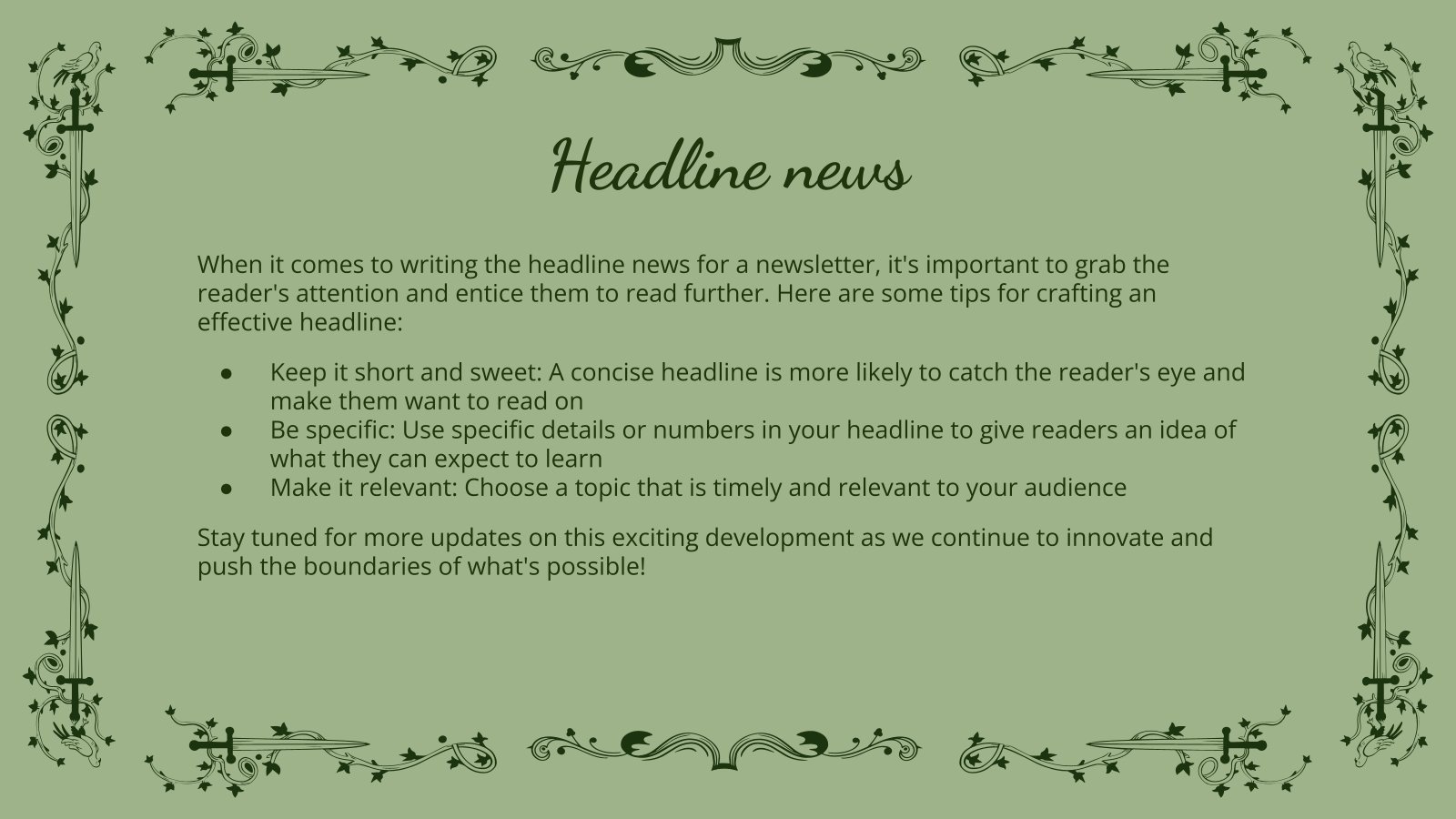Elegant Fantasy Newsletter | Google Slides & PowerPoint