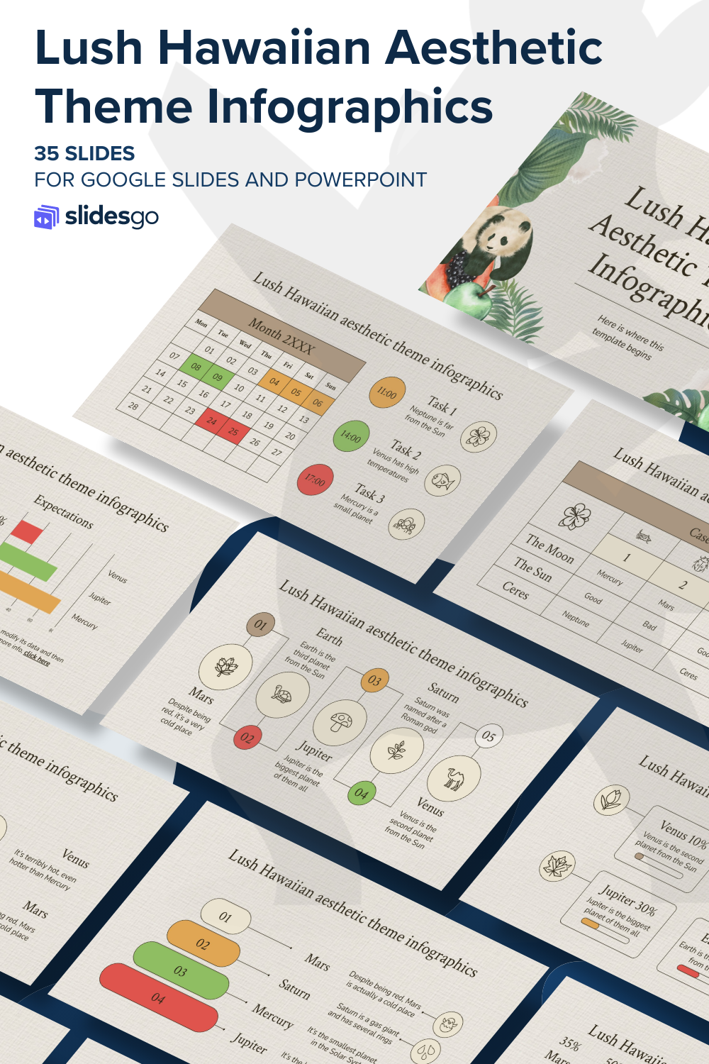 Lush Hawaiian Aesthetic Theme Infographics | Google Slides