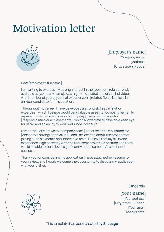 Elegant and Linear Motivation Letters for Job Applications