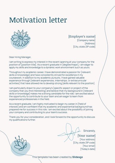 Elegant and Linear Motivation Letters for Job Applications