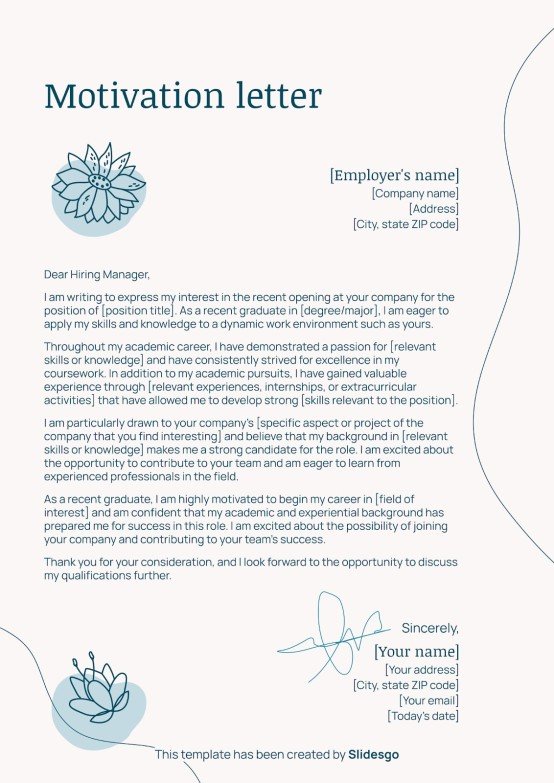 Elegant and Linear Motivation Letters for Job Applications