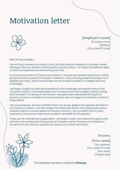 Elegant and Linear Motivation Letters for Job Applications