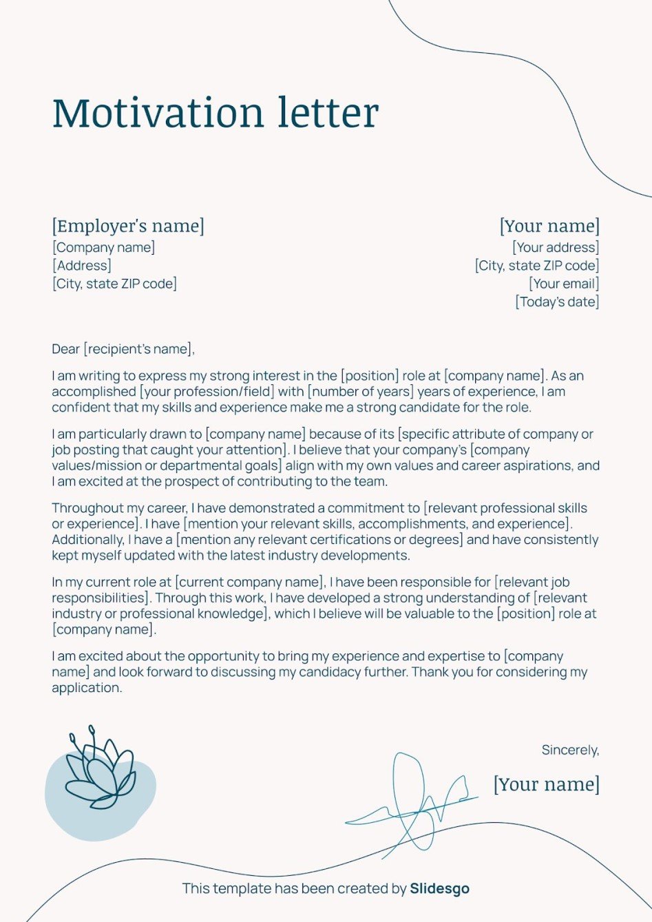 Elegant and Linear Motivation Letters for Job Applications