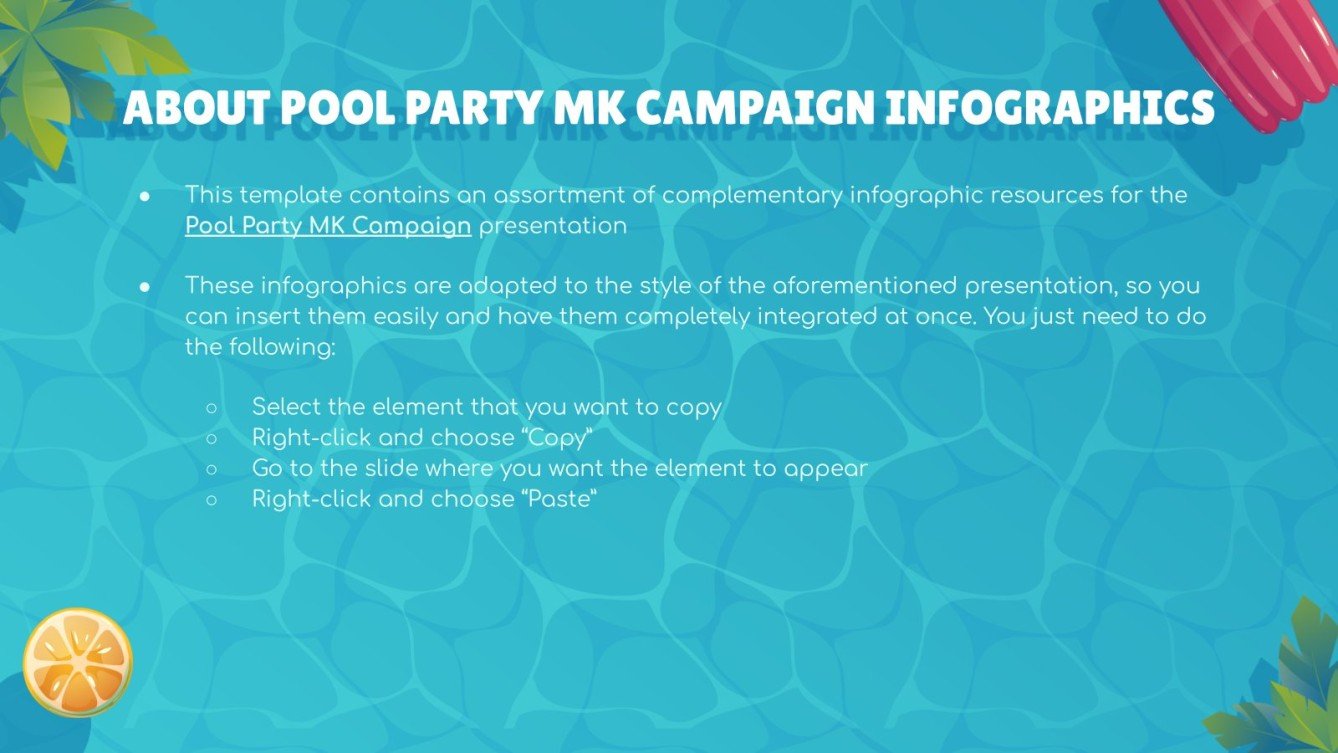 Pool Party MK Campaign Infographics | Google Slides & PPT