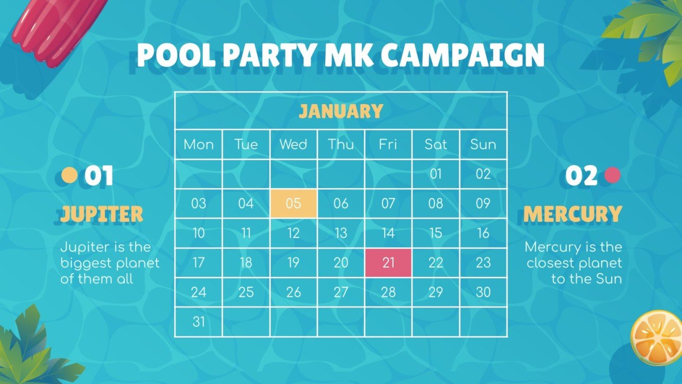 Pool Party MK Campaign Infographics | Google Slides & PPT