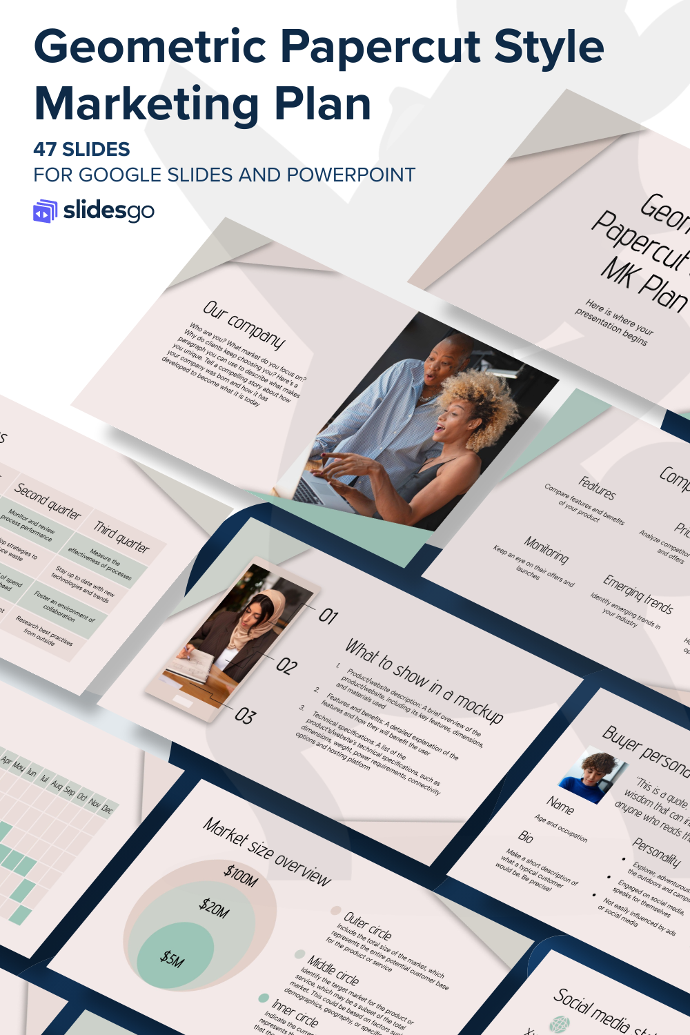 Geometric Papercut Style Marketing Plan | Google Slides