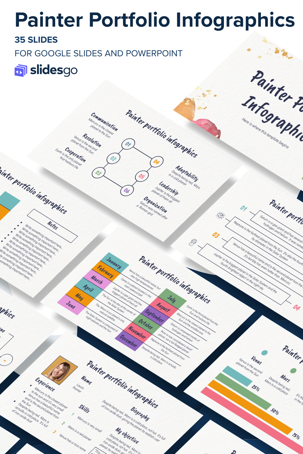 Painter Portfolio Infographics | Google Slides y PPT