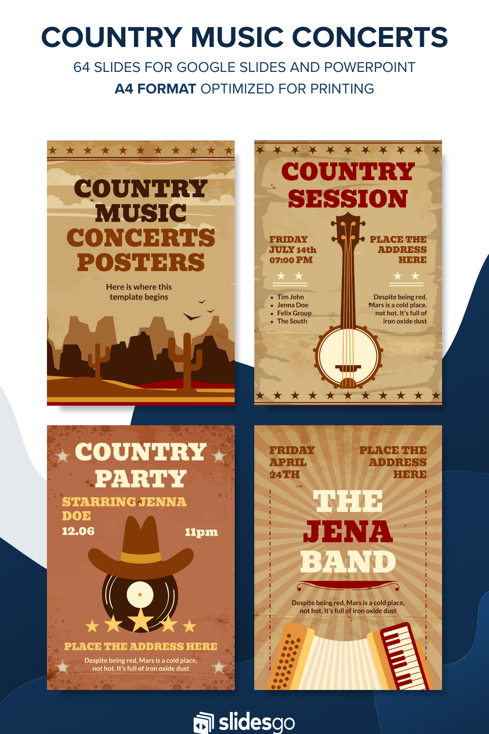 Country Music Concerts Posters | Google Slides & PowerPoint