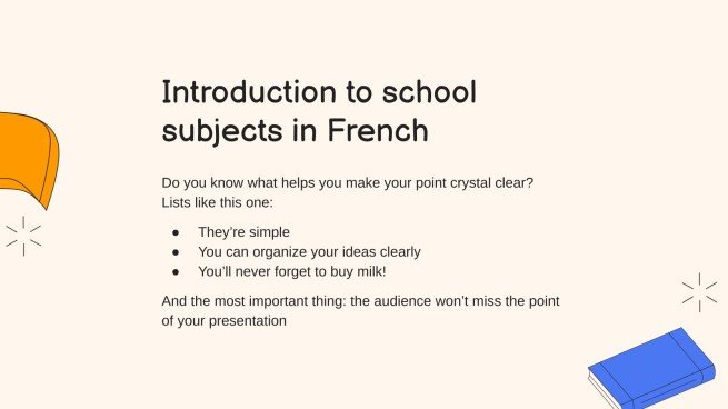 Subjects and Classroom Vocabulary - French - 6th Grade