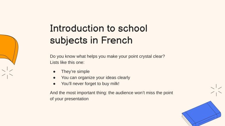 Subjects and Classroom Vocabulary - French - 6th Grade