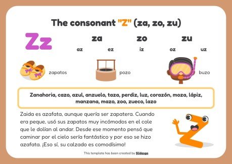 My First Letters - Z - Spanish Class | Google Slides & PPT