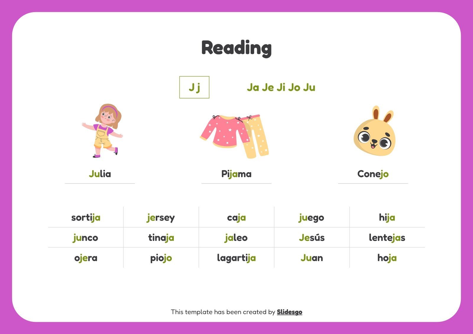 My First Letters - J - Spanish Class | Google Slides & PPT