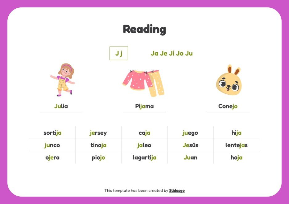 My First Letters - J - Spanish Class | Google Slides & PPT