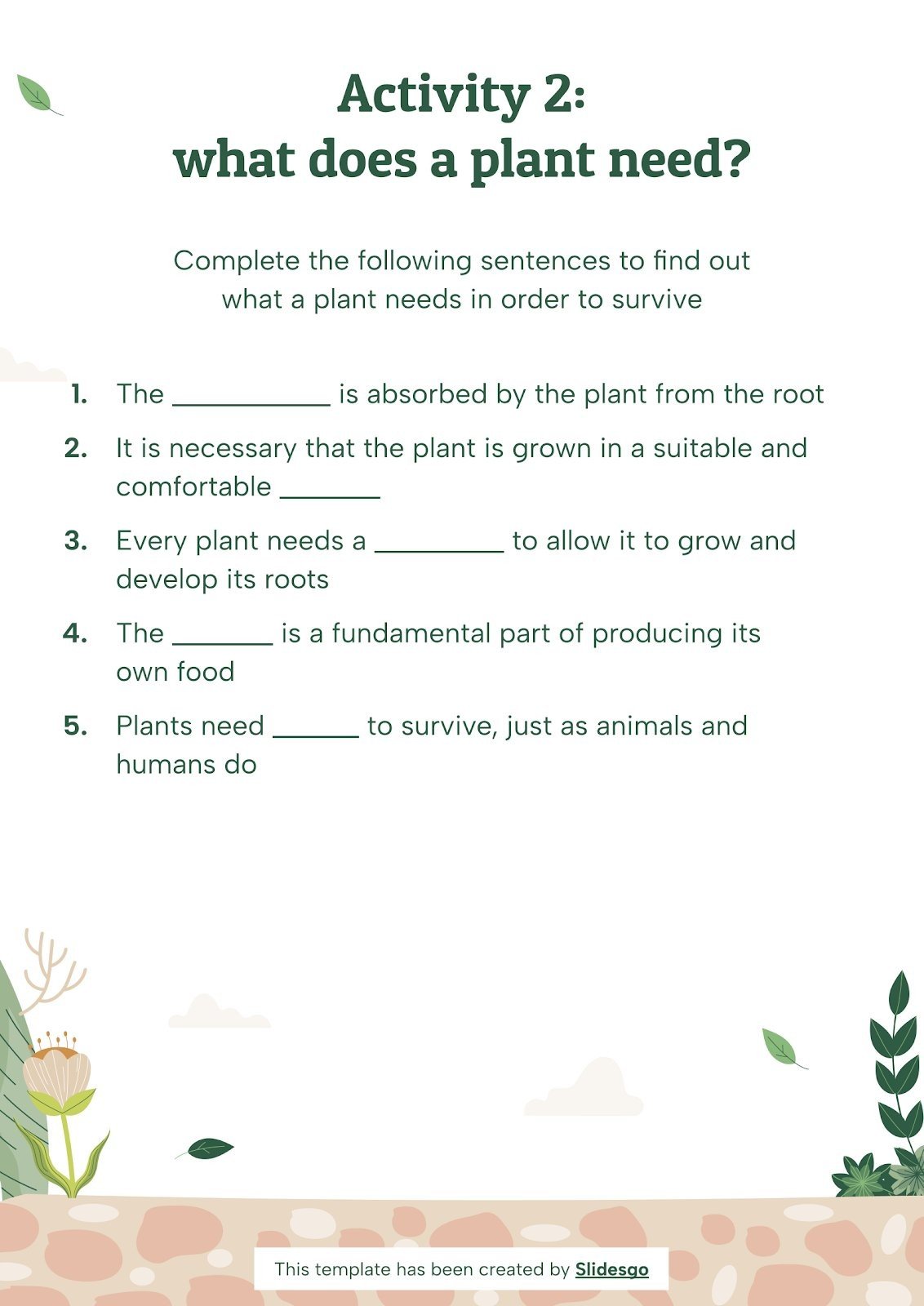 Activity Sheet: Plants | Google Slides & PowerPoint