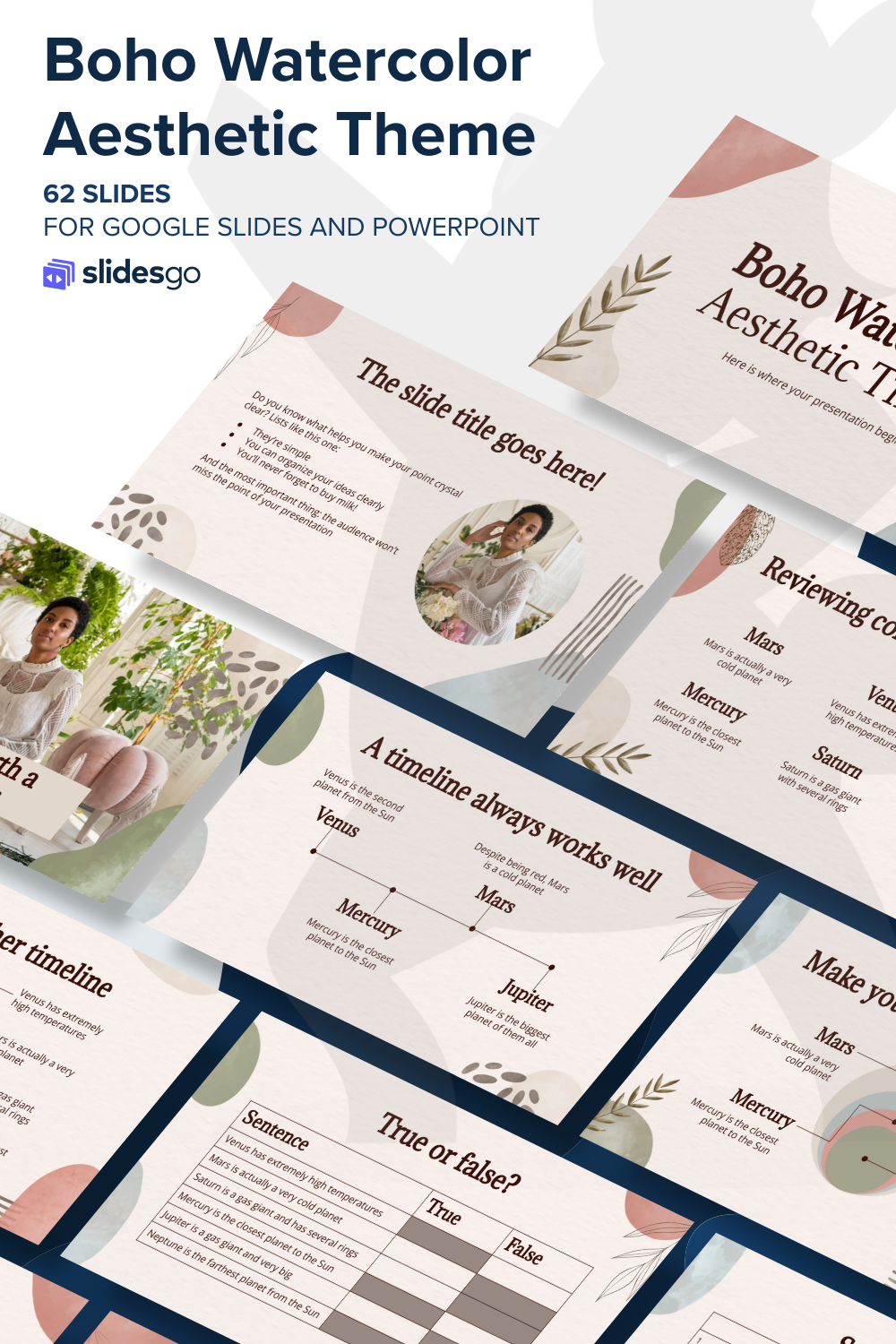 Boho Watercolor Aesthetic Theme | Google Slides & PPT