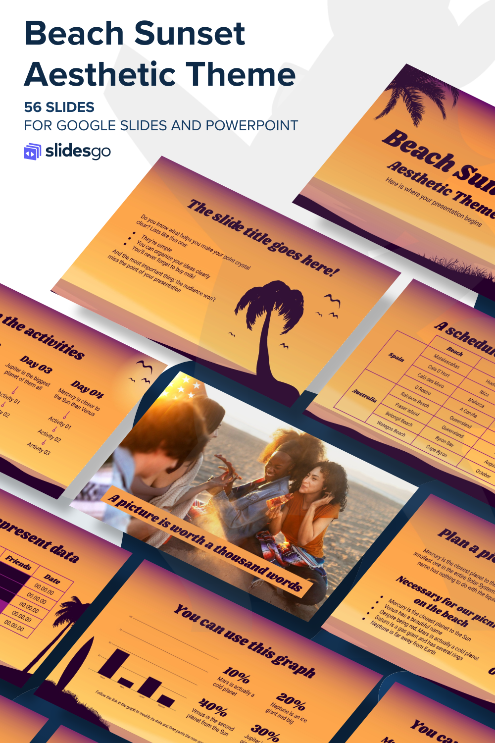 Beach Sunset Aesthetic Theme | Google Slides & PowerPoint