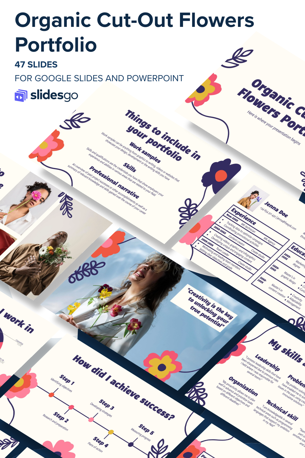 Organic Cut-Out Flowers Portfolio | Google Slides & PPT