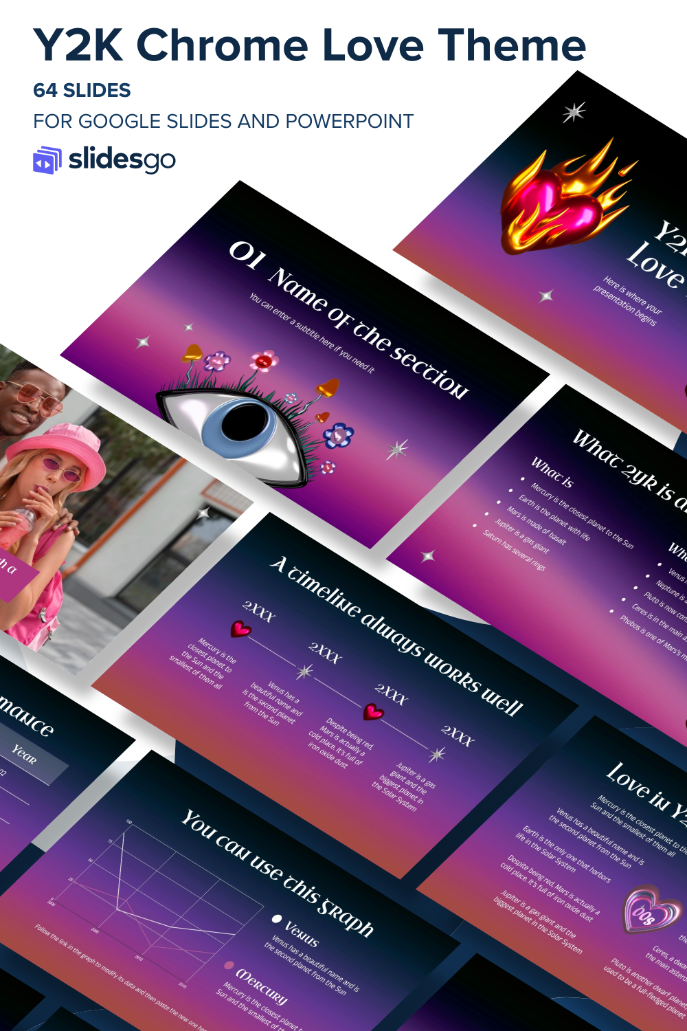 Y2K Chrome Love Theme | Google Slides & PowerPoint