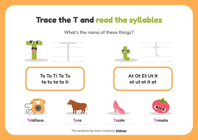 My First Letters - P, T - Spanish Class | Google Slides & PPT