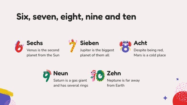 Numbers and Counting 1-10 - German - Pre-K | Google Slides