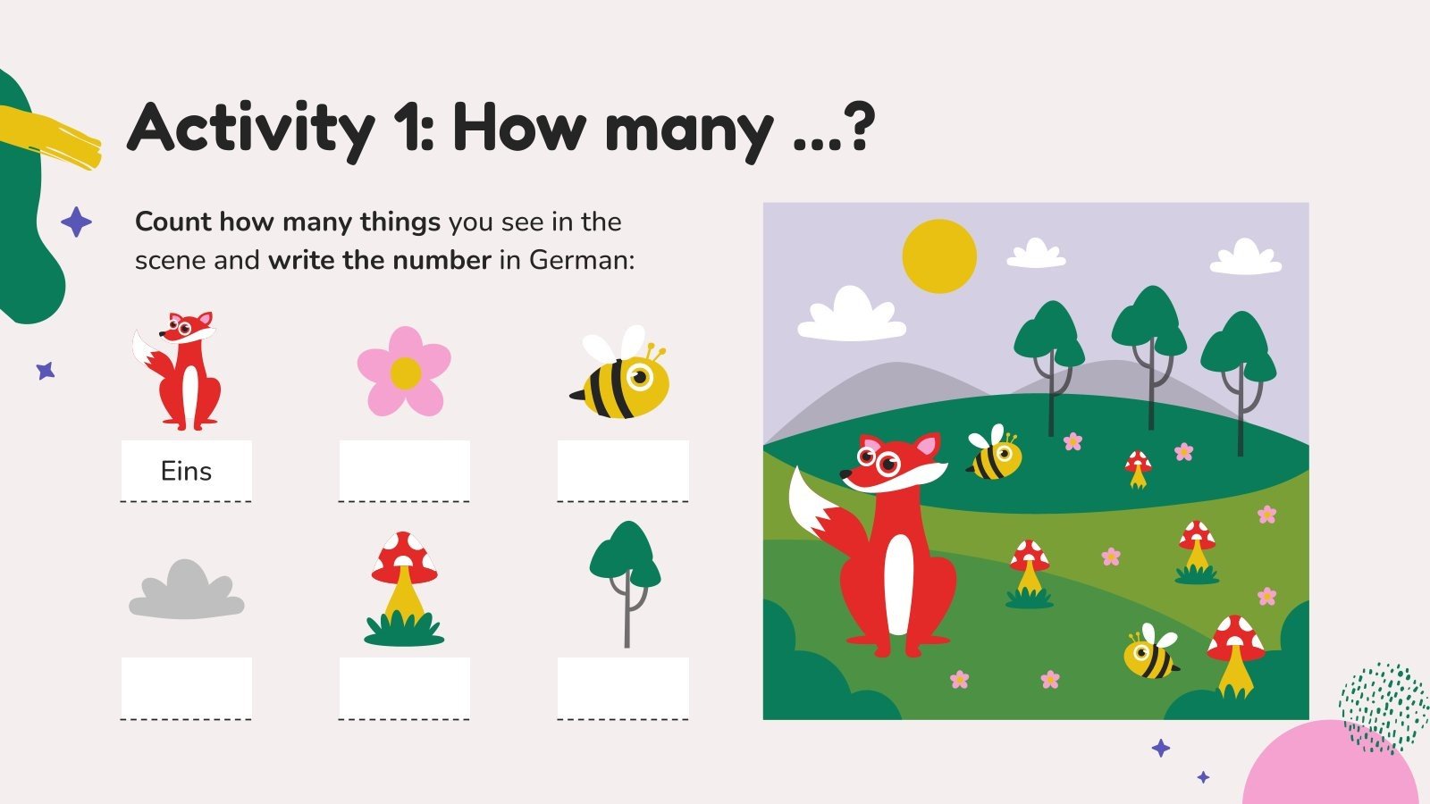 Numbers and Counting 1-10 - German - Pre-K | Google Slides