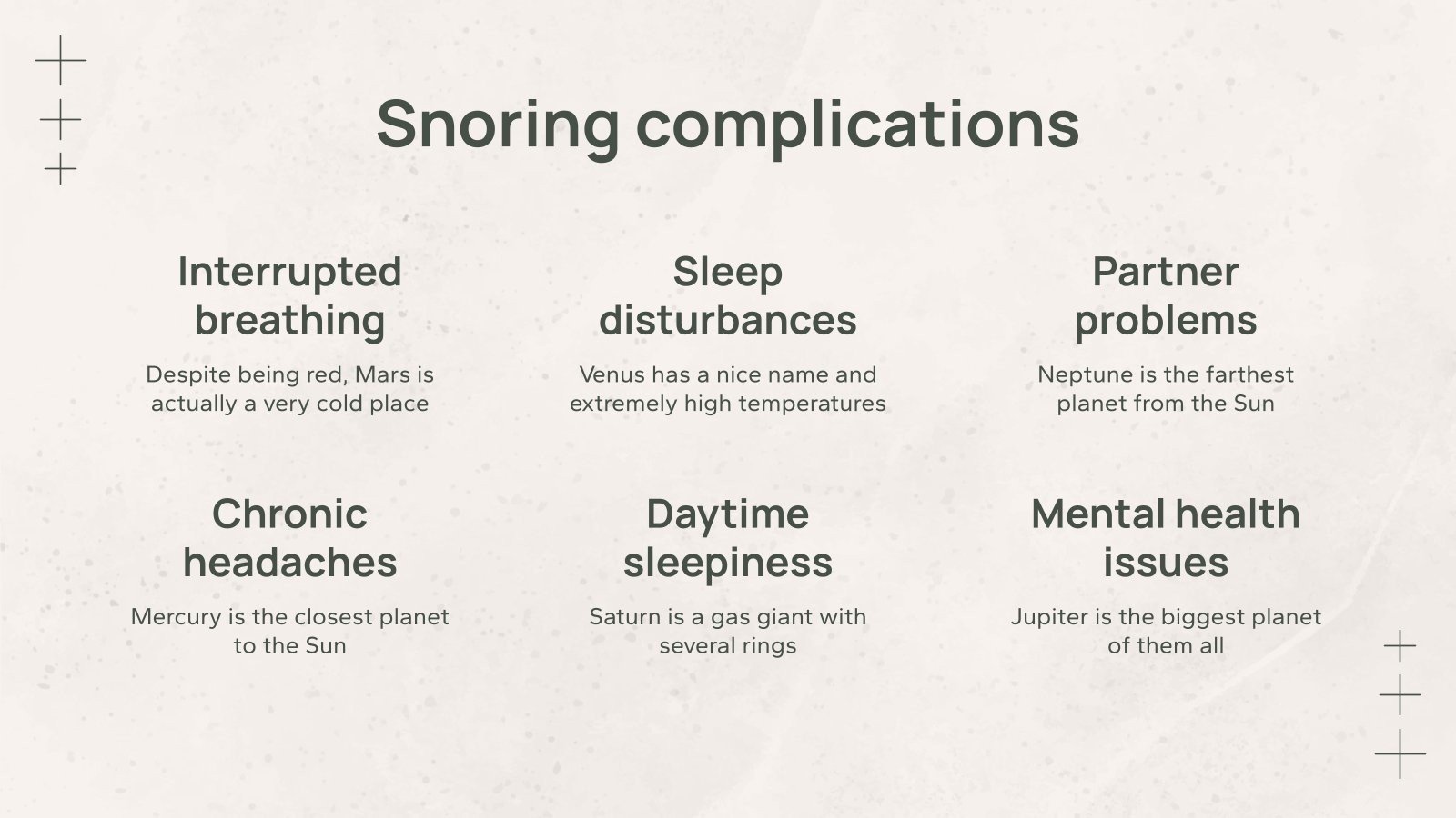 Snoring Conditions and Factors | Google Slides & PowerPoint
