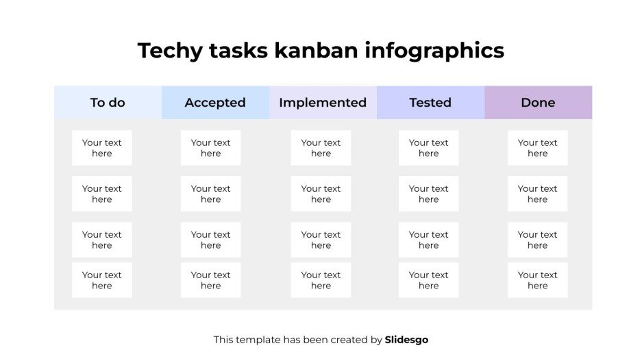 Techy Tasks Kanban Infographics | Google Slides & PPT