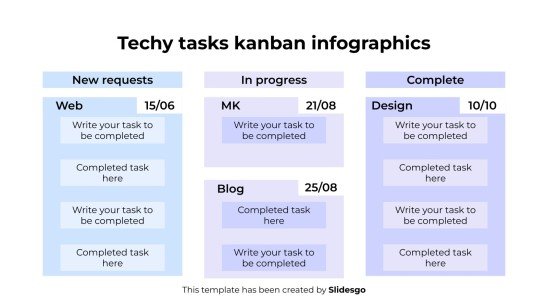 Techy Tasks Kanban Infographics | Google Slides & PPT