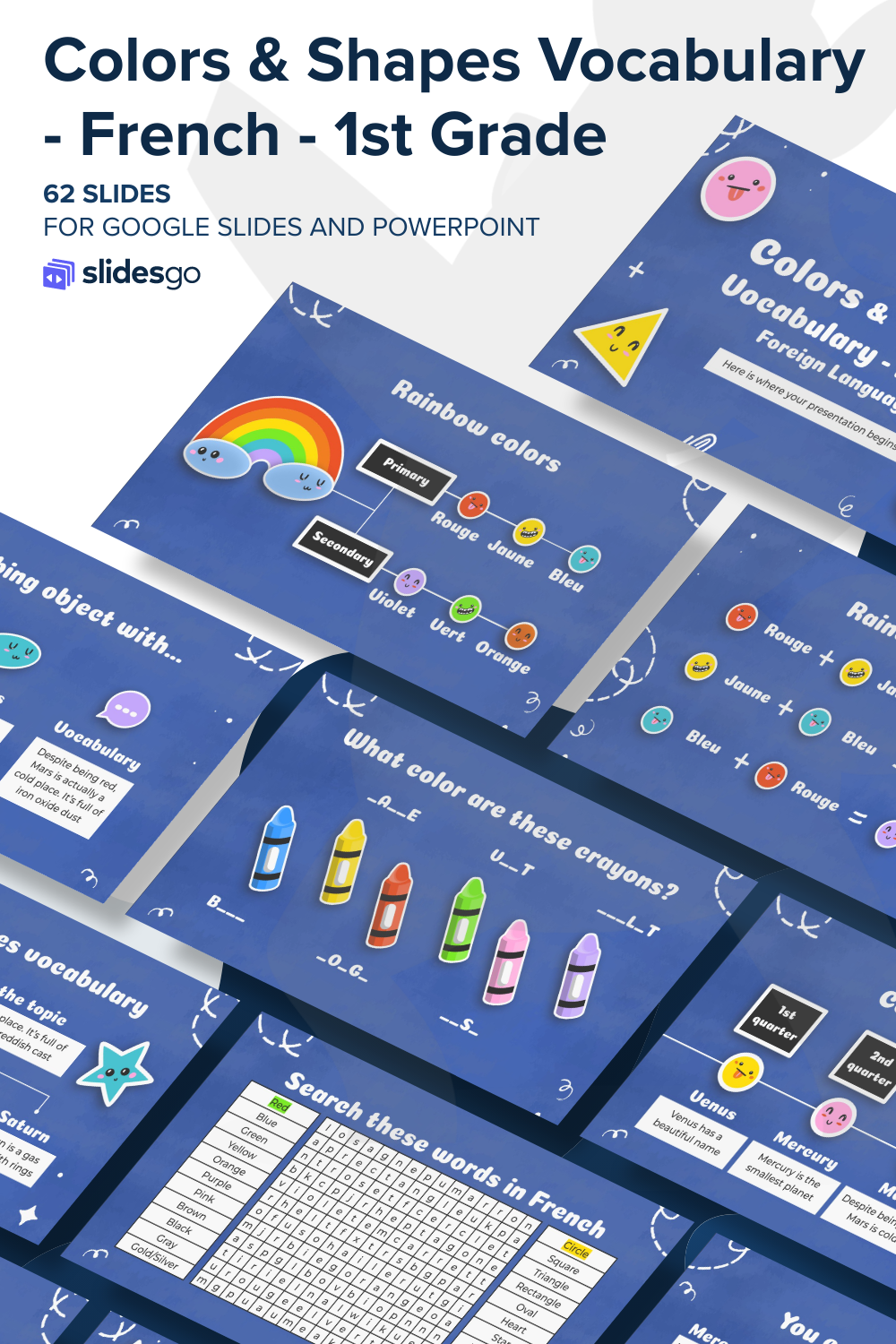 Colors and Shapes Vocabulary - French - 1st Grade