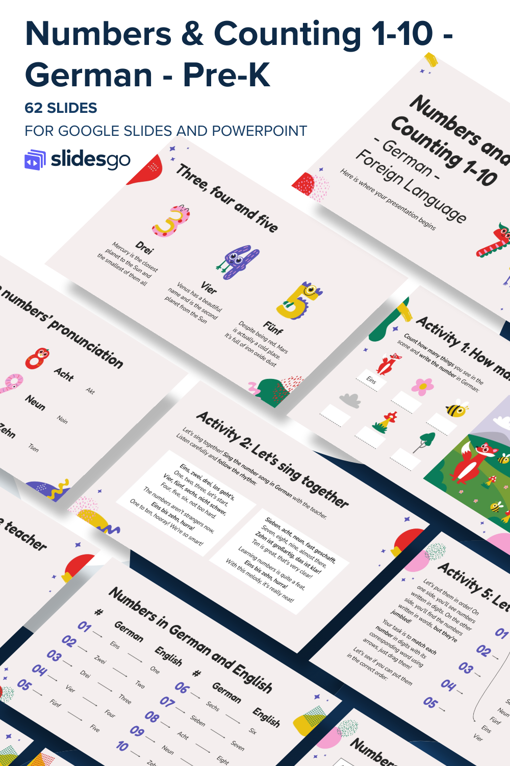 Numbers and Counting 1-10 - German - Pre-K | Google Slides