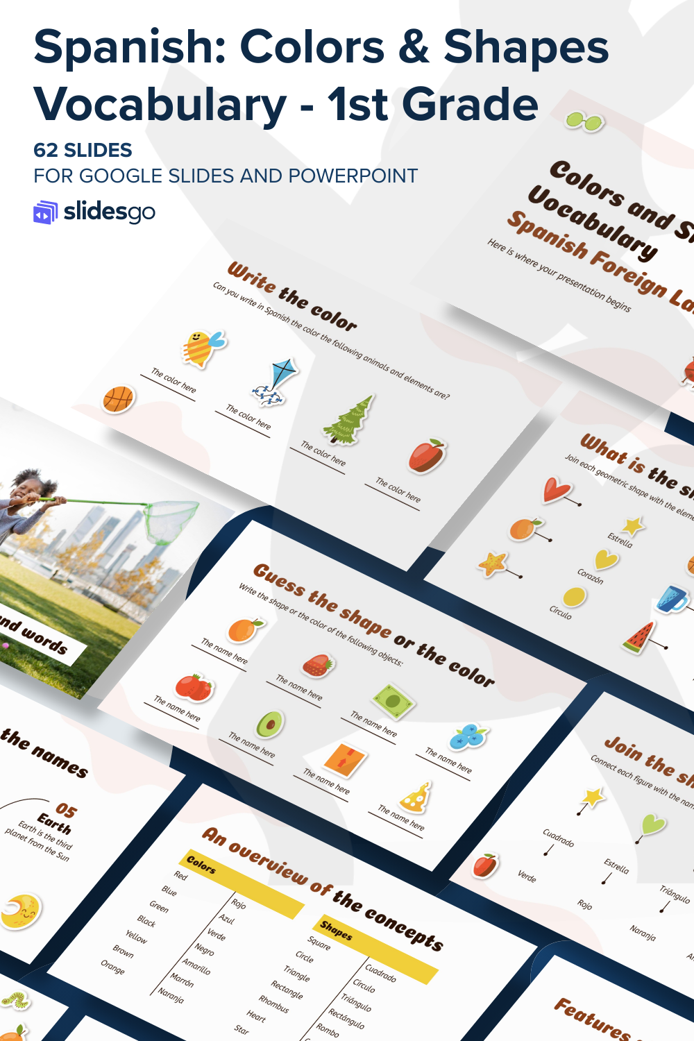 Colors and Shapes Vocabulary - Spanish | Google Slides & PPT