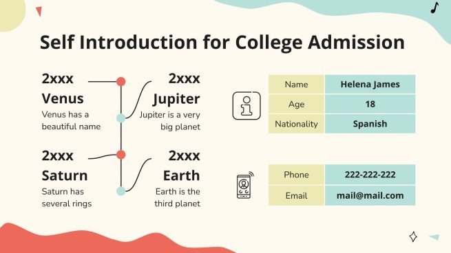 Self Introduction for College Admission Infographics