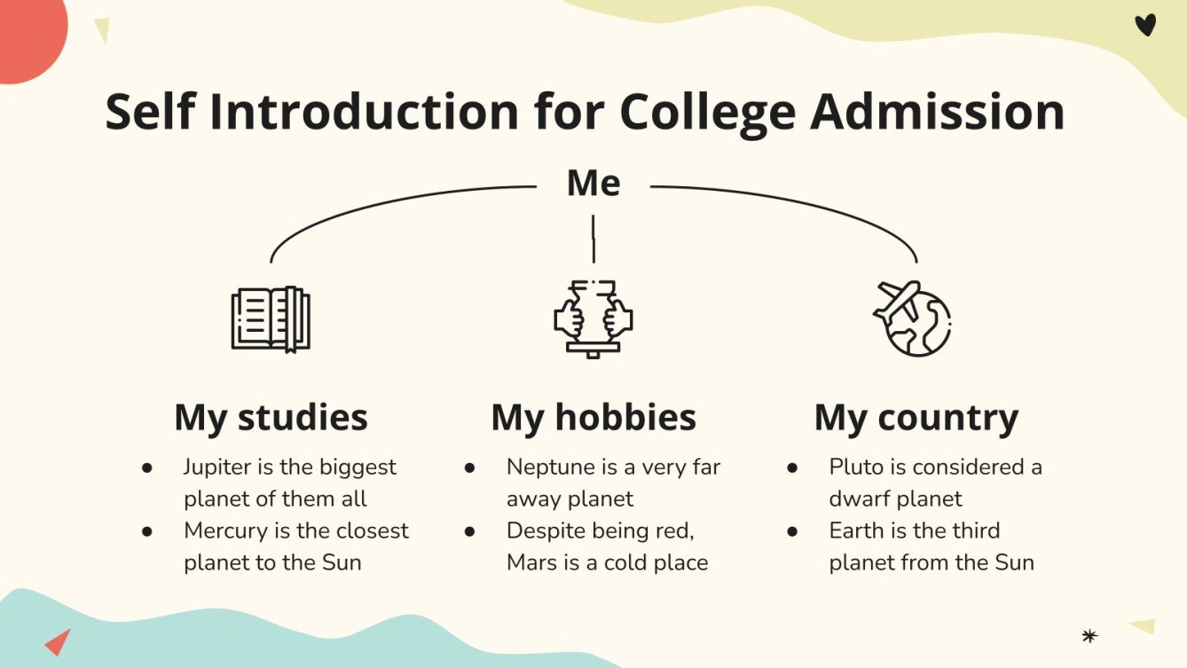 Self Introduction for College Admission Infographics