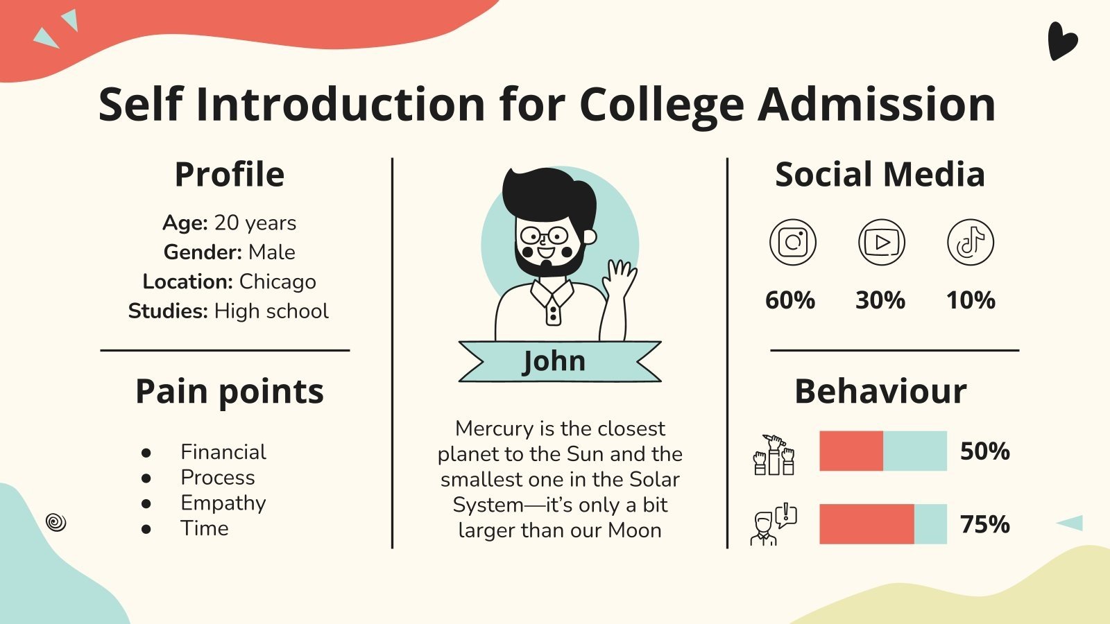 Self Introduction for College Admission Infographics