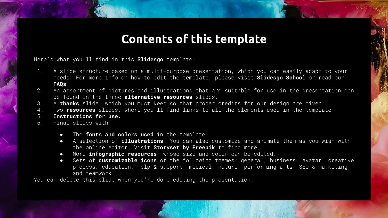 Colorful Ink Google Slides and PowerPoint Template
