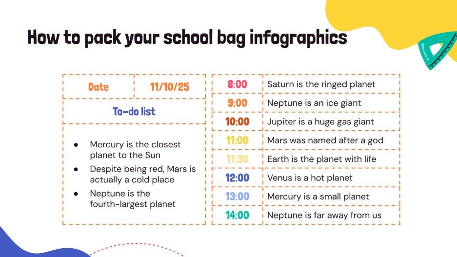 How to Pack your School Bag Infographics | Google Slides