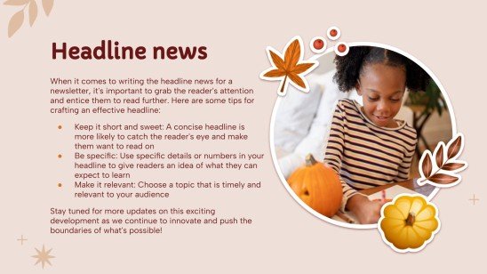 Happy Thanksgiving Newsletter | Google Slides & PPT