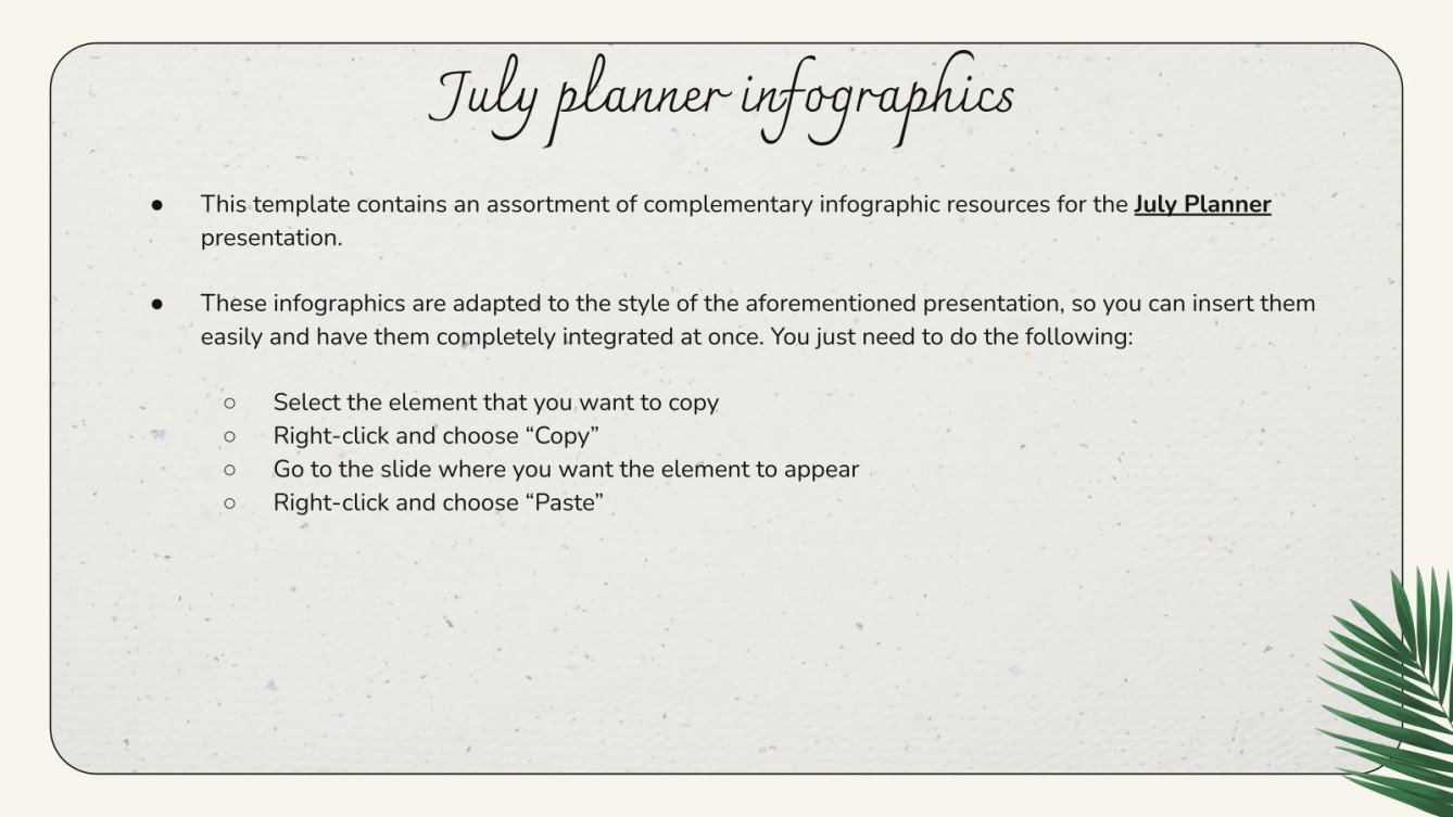 July Planner Infographics | Google Slides & PowerPoint