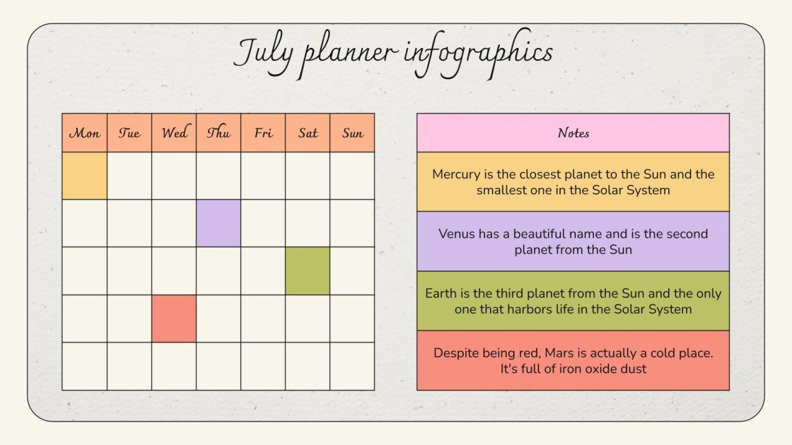 July Planner Infographics | Google Slides & PowerPoint