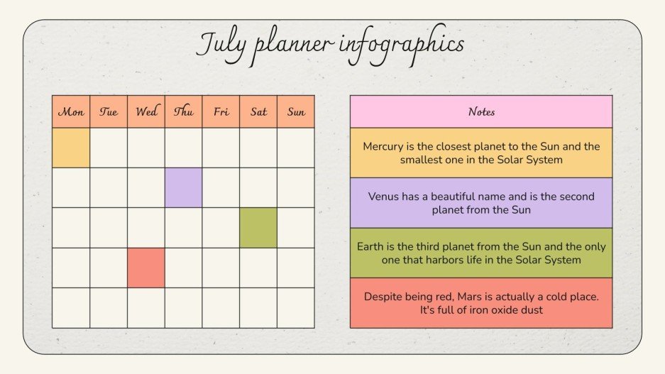 July Planner Infographics | Google Slides & PowerPoint