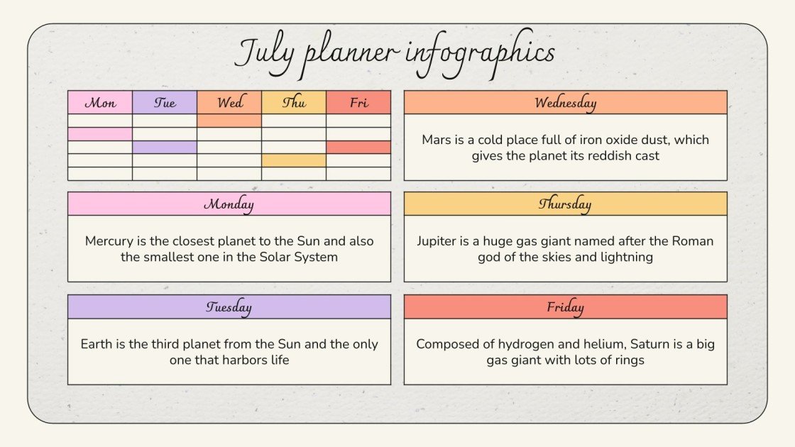 July Planner Infographics | Google Slides & PowerPoint