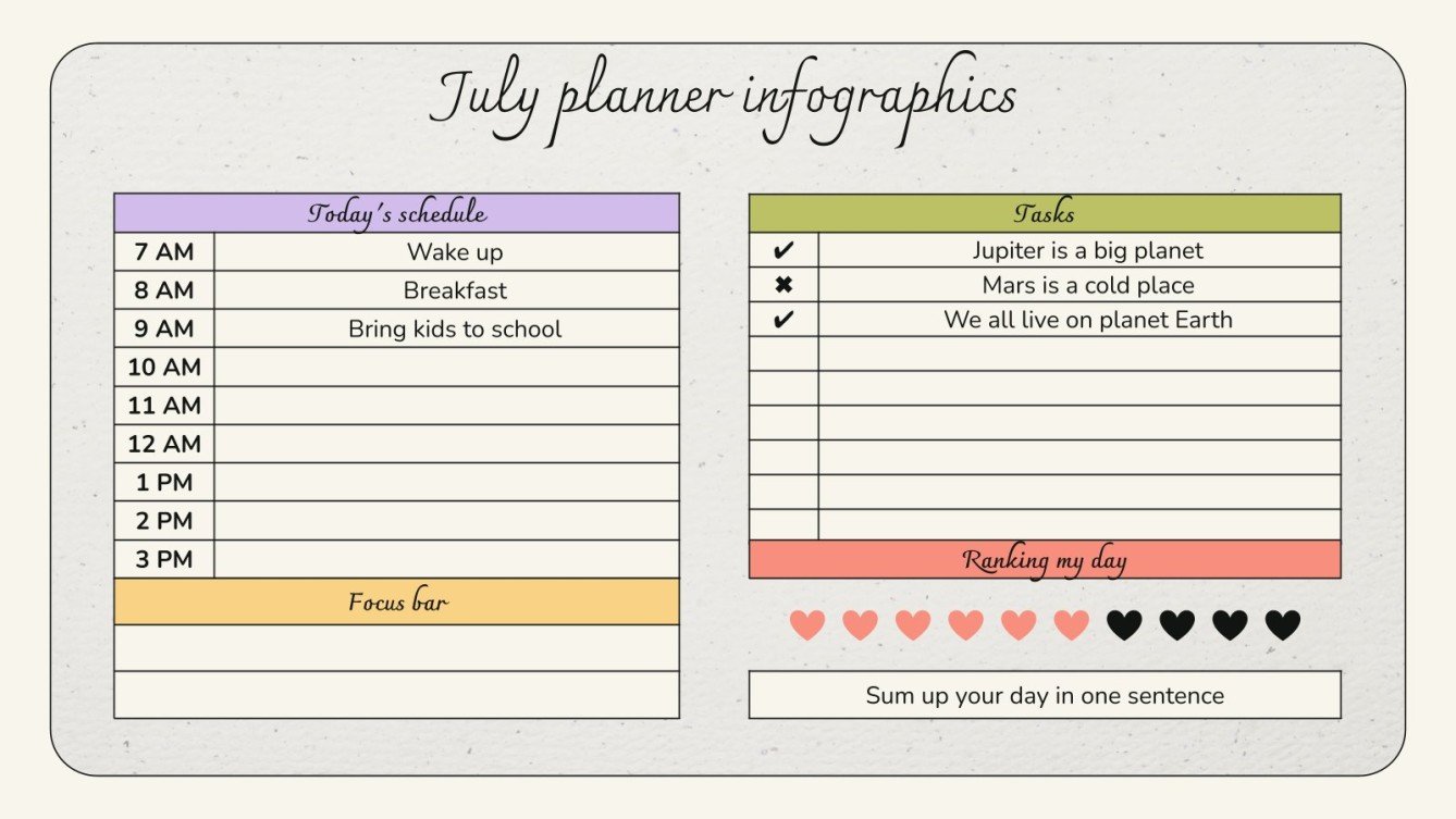 July Planner Infographics | Google Slides & PowerPoint